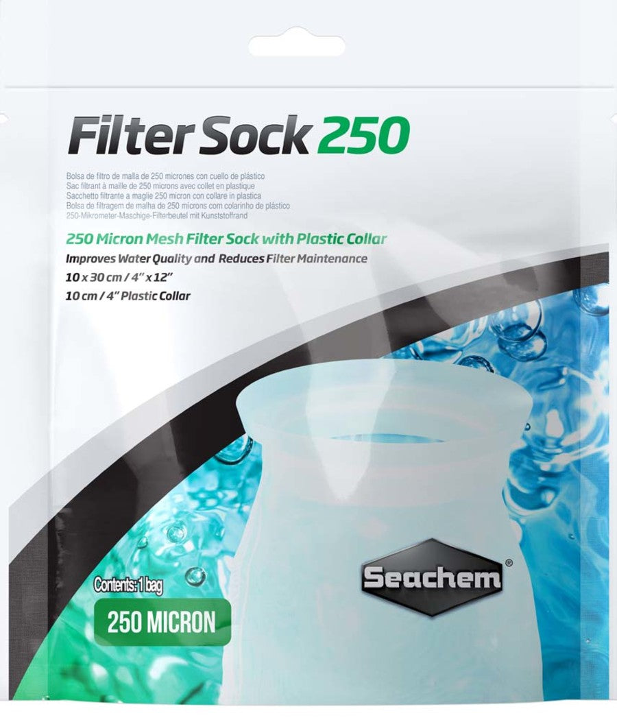 Seachem Mesh Filter Sock with Plastic Collar 250 Micron – KensFish.com